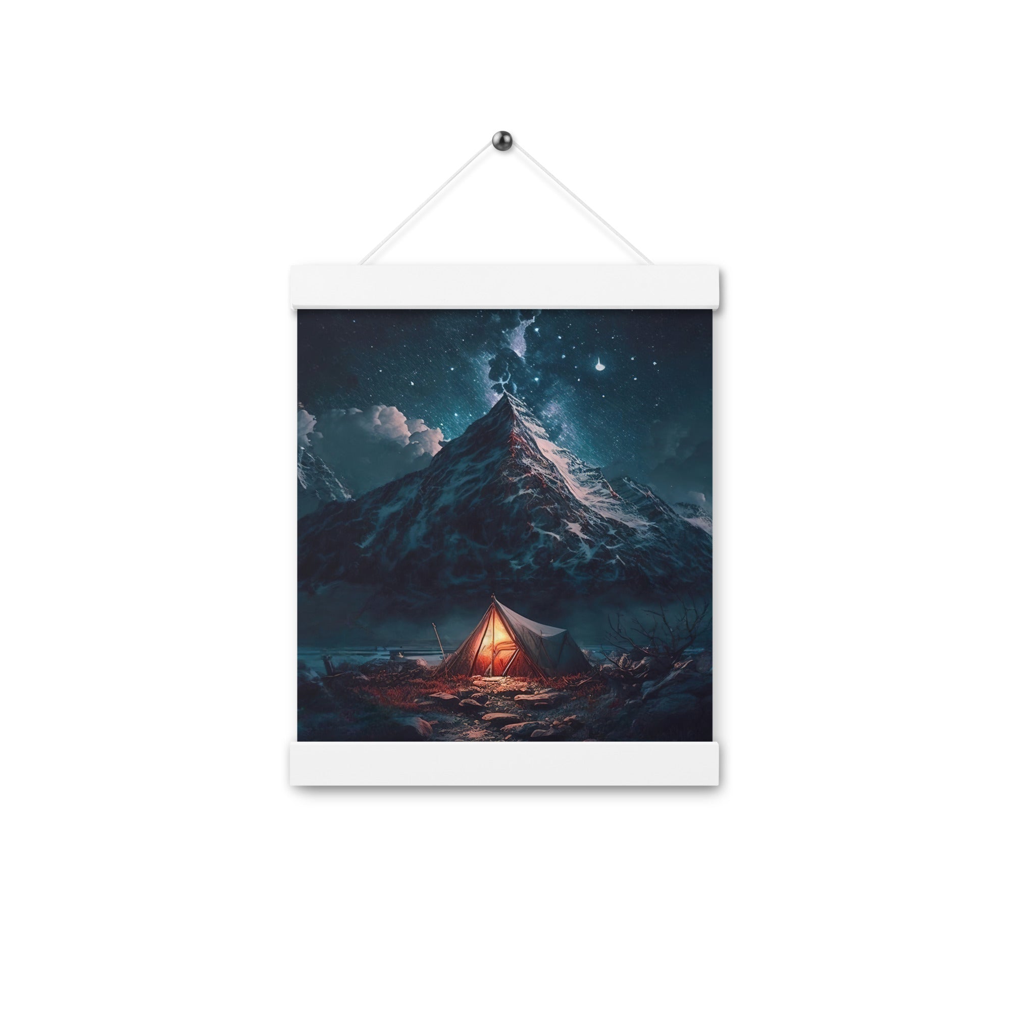 Zelt und Berg in der Nacht - Sterne am Himmel - Landschaftsmalerei ...
