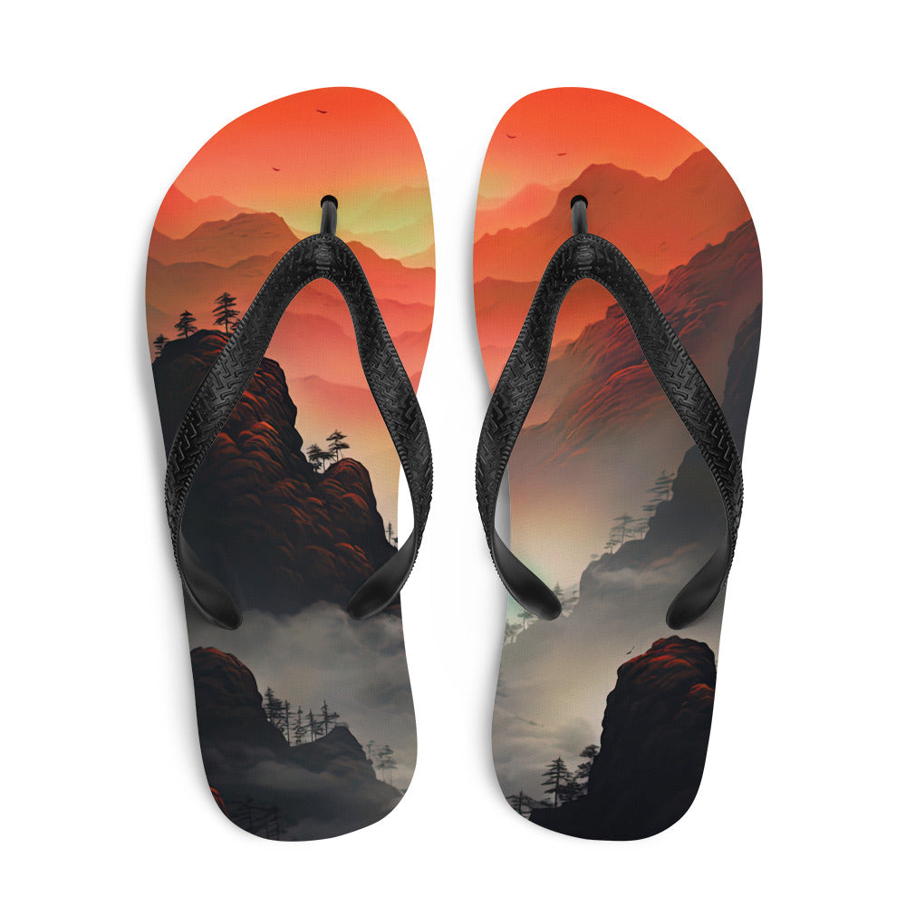 Gebirge, rote Farben und Nebel - Episches Kunstwerk - Flip Flops ...