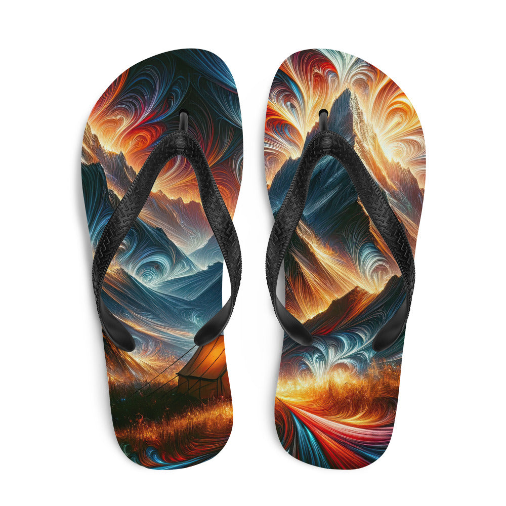 Abstract art of the Alps where the mountains pulse with dynamic colors ...