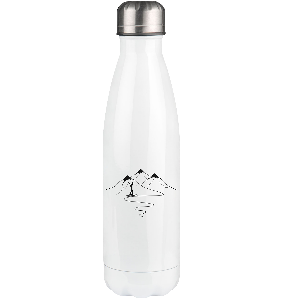 Mountain Trail Curves and Skiing - Stainless steel thermos bottle ...